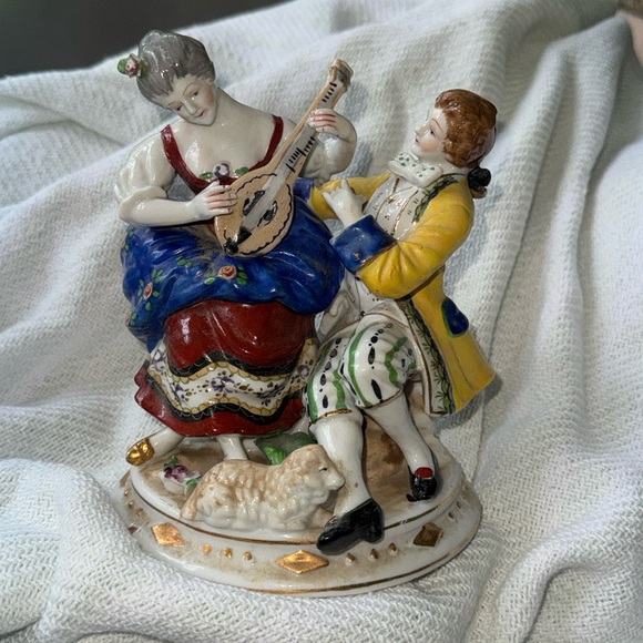 Vintage | Art | Vintage Porcelain Lady Playing Mandolin With Admirer ...